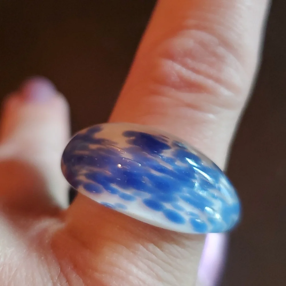 Jewelry | Glass Ring Blue And Clear Handcrafted | Poshmark